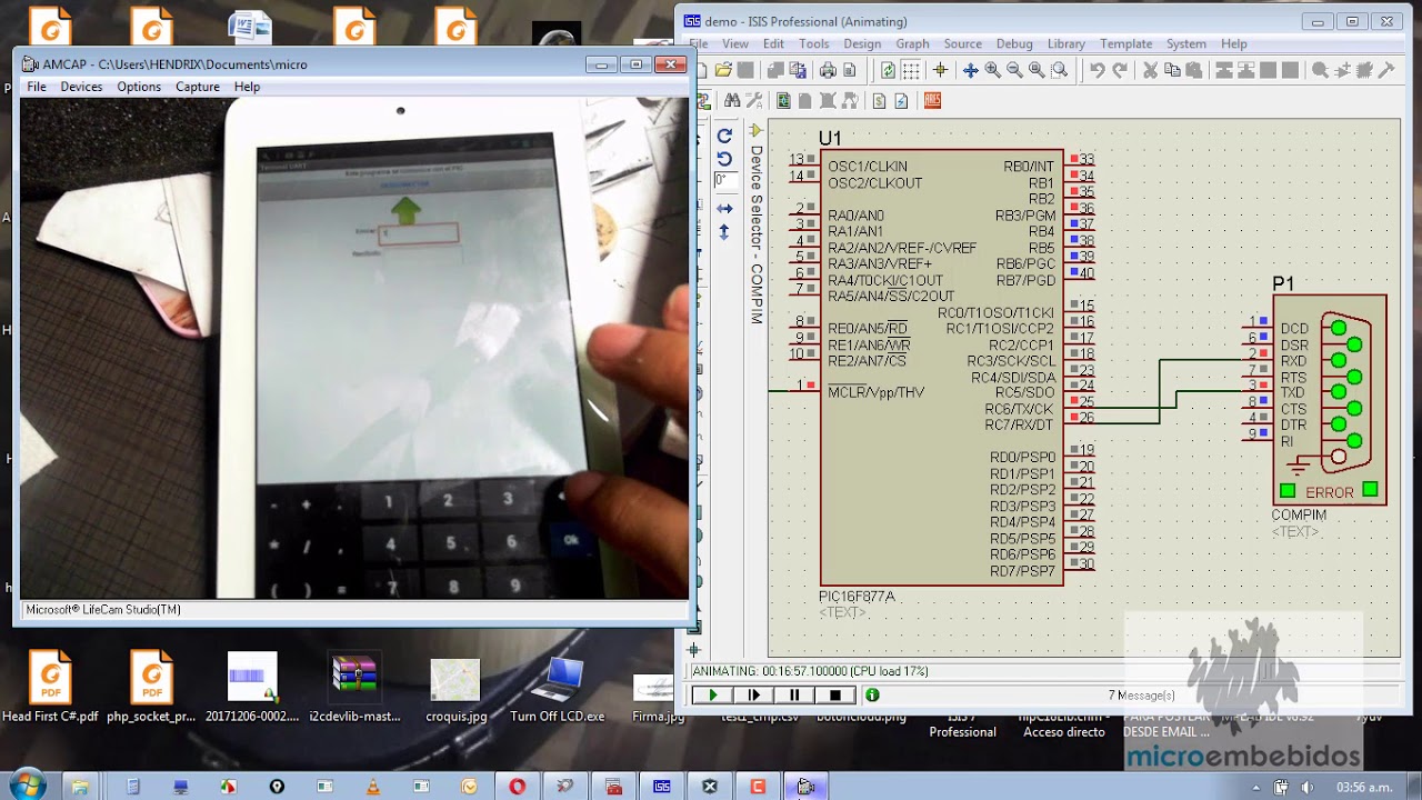 Proyecto Pic16f877a Proteus Uart Y Bluetooth Mediante Compim Youtube