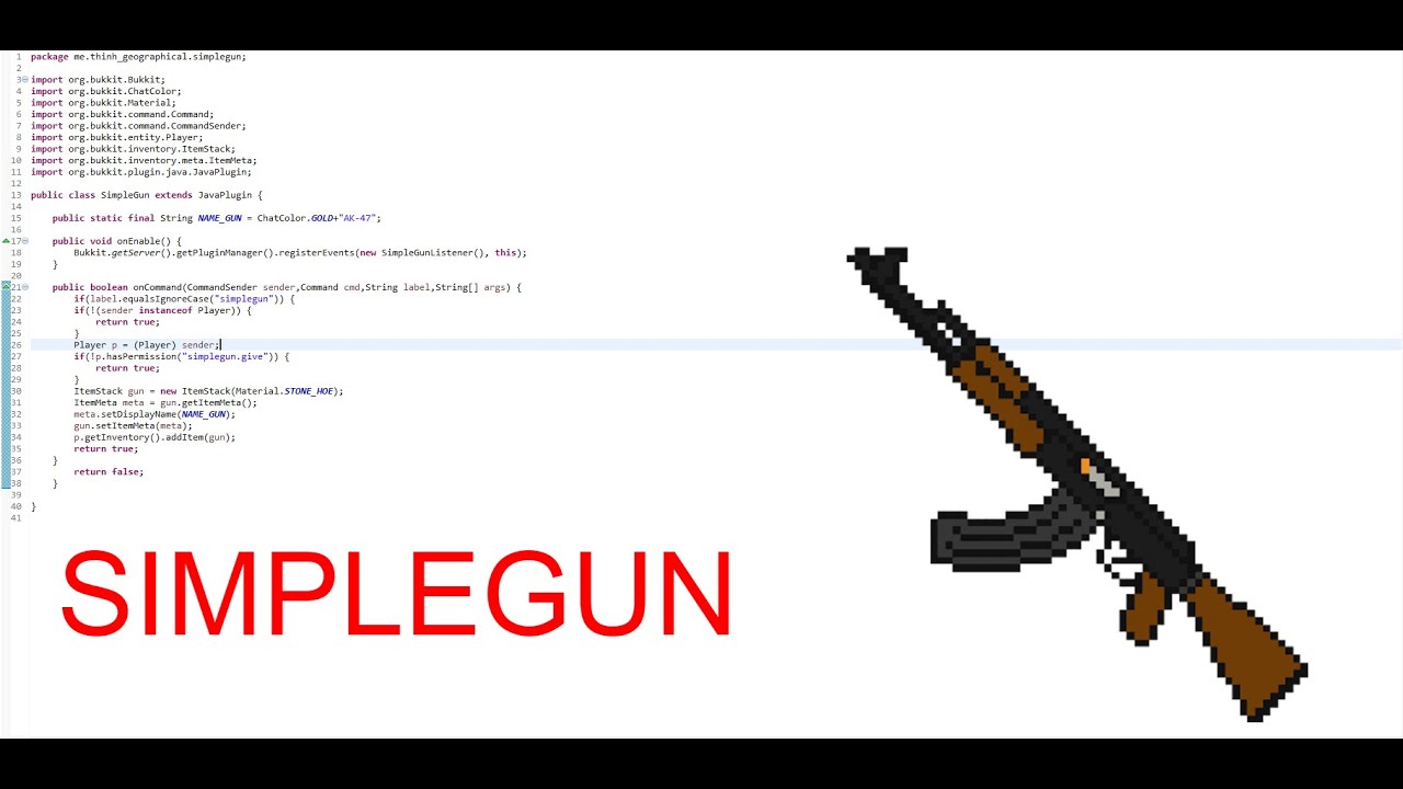 [Lập trình plugin Bukkit/Spigot Minecraft] SimpleGun - YouTube