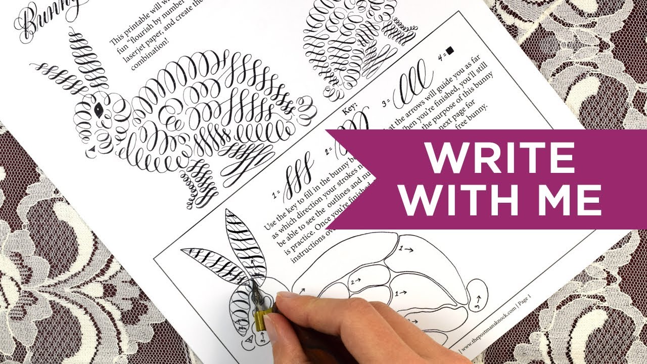 Make a Calligraphy Bunny With Me! (Real Time Pointed Pen Calligraphy ...