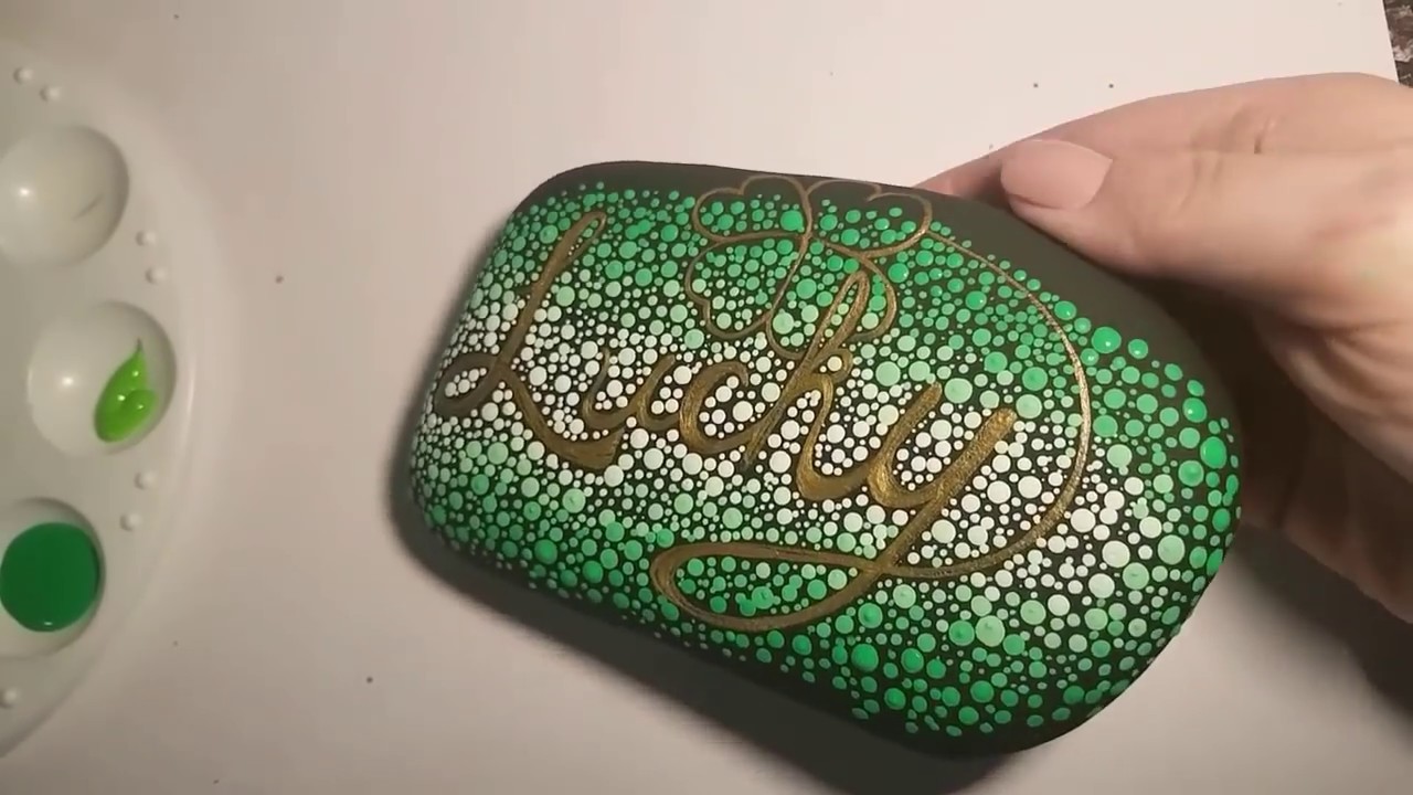 "Lucky" dotted word rock tutorial by Rachels Rocks - YouTube