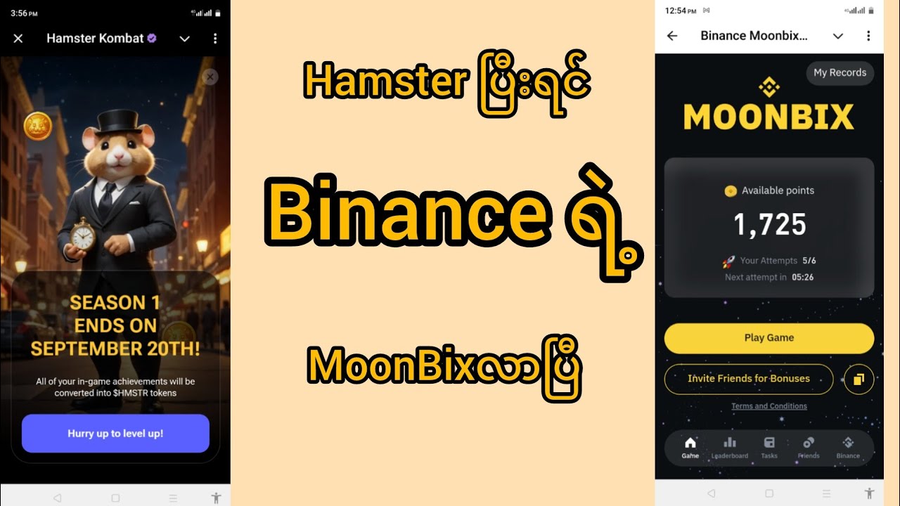 Hamster ပြီးခါနီးပြီဆိုတော့ နောက်ထပ် community မယ် hotလာတော့မယ် binance ရဲ့ MoonBix - YouTube