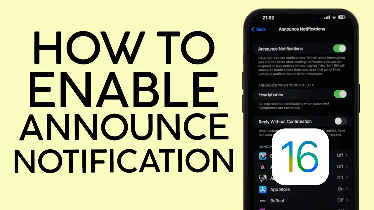 How to Enable Announce Notification on iPHone 14 iOS 16 2022 - YouTube