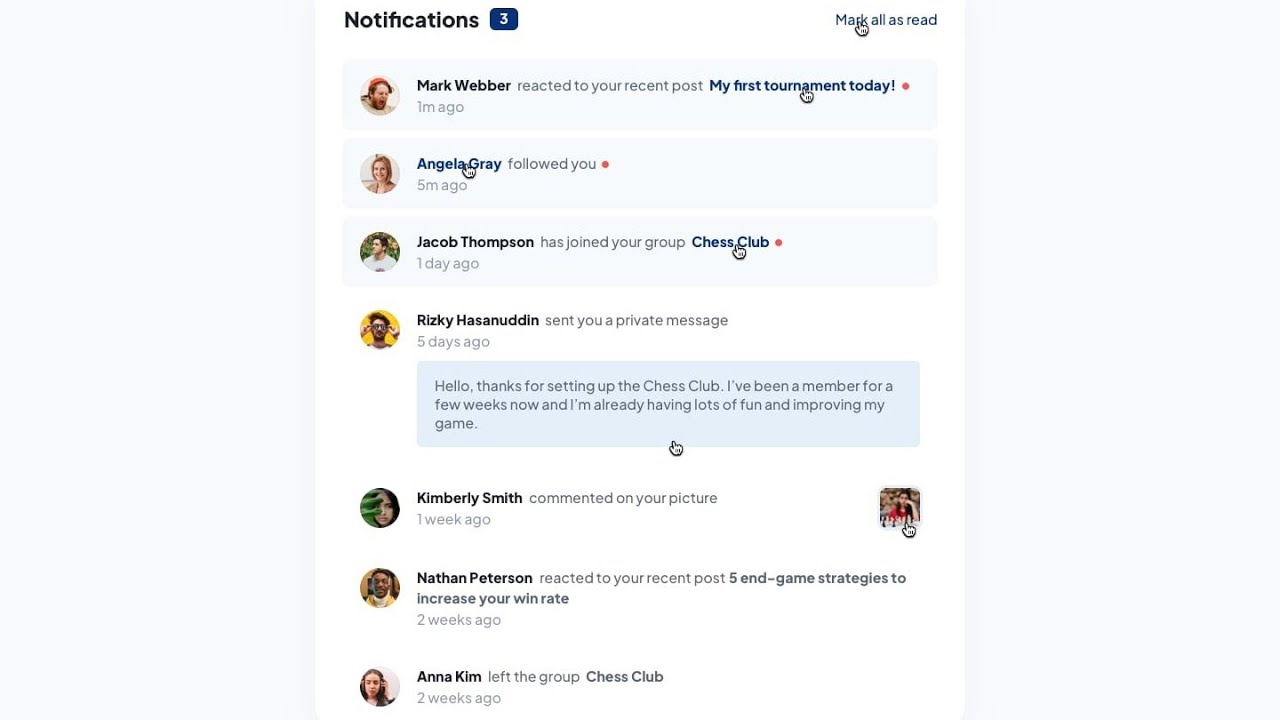 Notifications page main | Frontend Mentor challenge | Start coding & practice on your phone ...