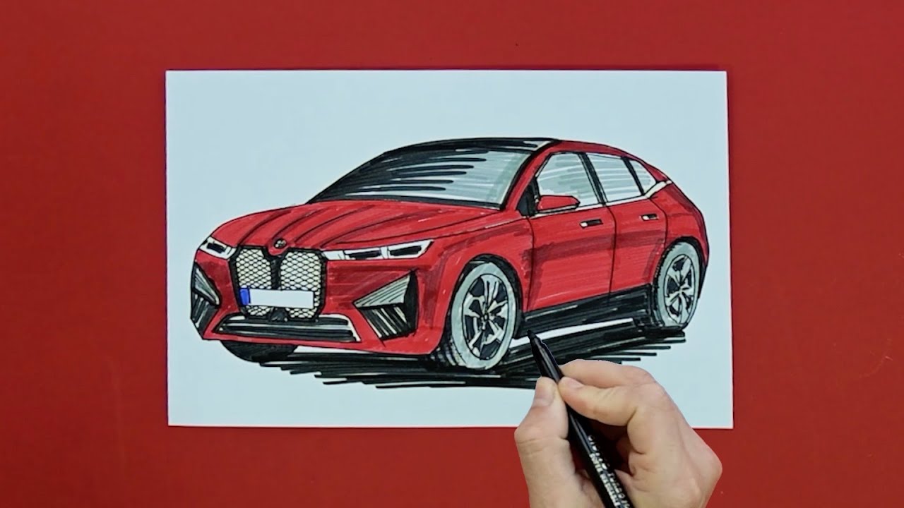 How to draw BMW iX car - YouTube