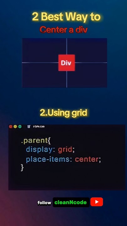 cleanNcode for Center div🎉#html #css #javascript #frontend #coding #shortsfeed #education # ...