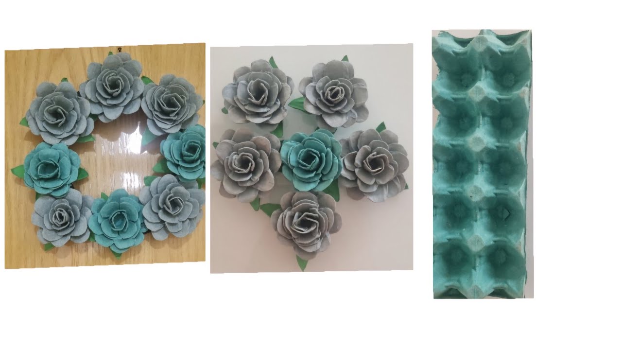 How to make beautiful rose flowers from egg cartons wall hanging/ home ...