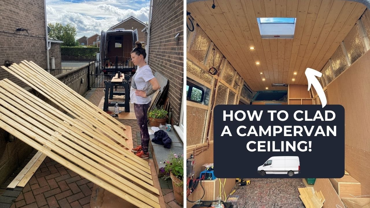 Cladding The Ceiling In Our DIY Van Conversion | Tongue & Groove Style - YouTube
