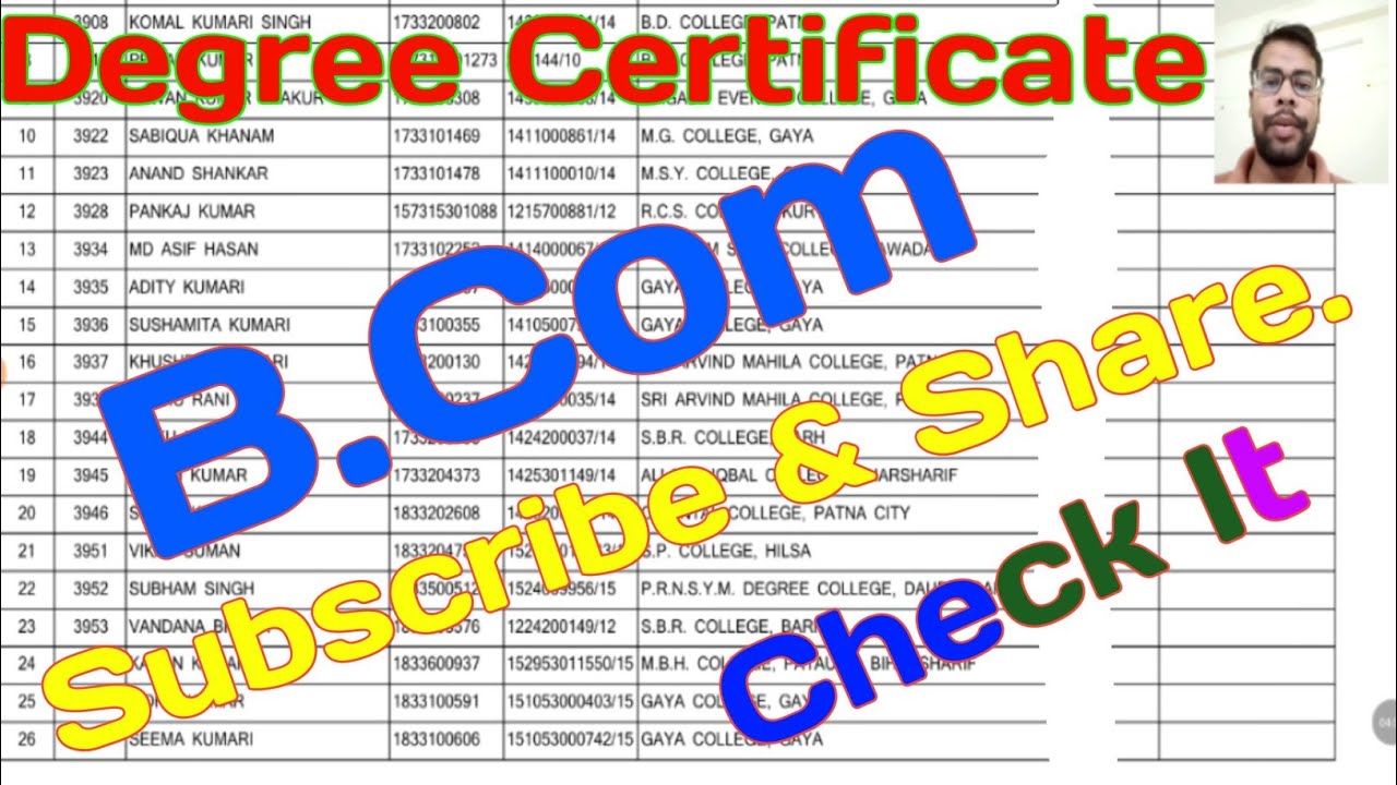 Degree Certificate Check It ! #bcom #degree #degreecertificate - YouTube