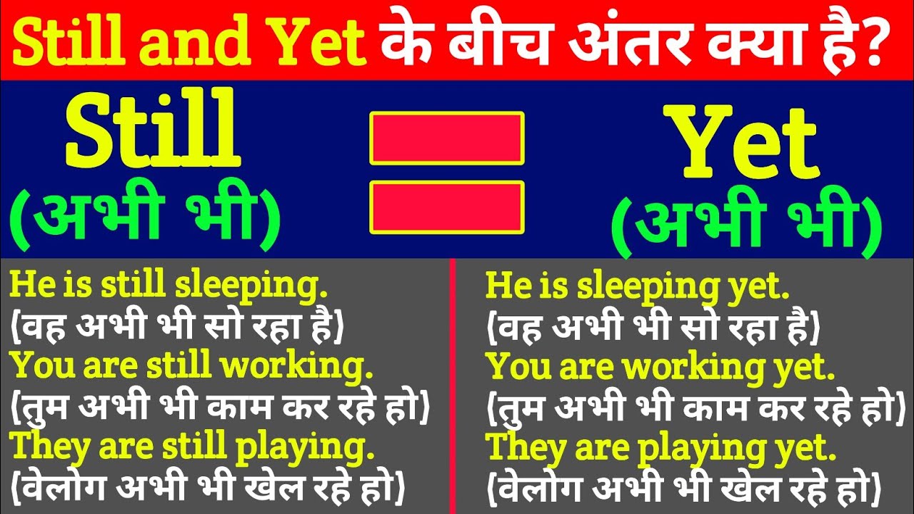 Still and Yet के बीच अंतर क्या है? | All Uses of Still and Yet in ...