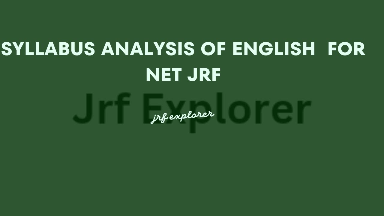 Detailed Syllabus Analysis of English Literature For Net-Jrf - YouTube