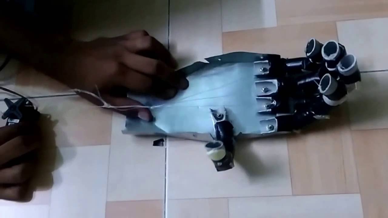 low cost five finger robotic hand controlled by servo motor - YouTube