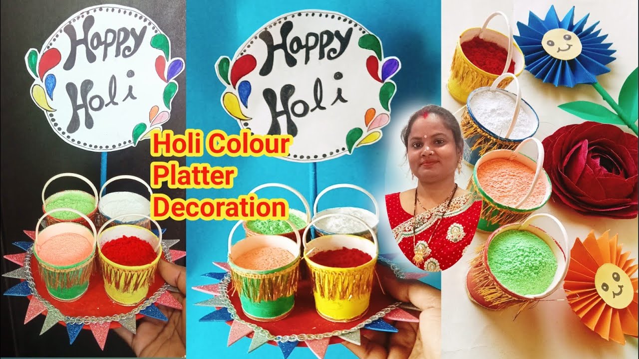 Holi Diy Colour Platter 🎨 || Holi Decoration ideas // Happy Holi ...