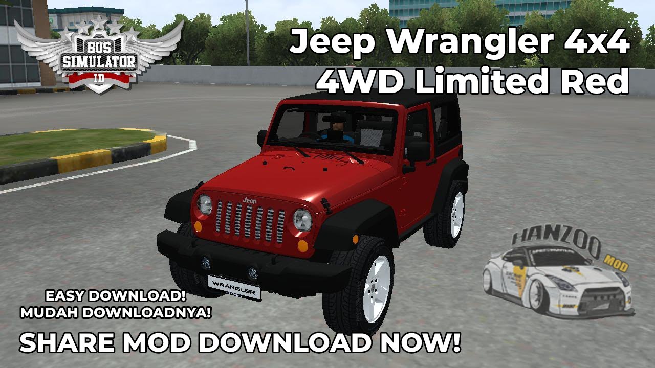 Share Mod Jeep Wrangler 4x4 4WD Limited Red - BUSSID NEW PATCH ...