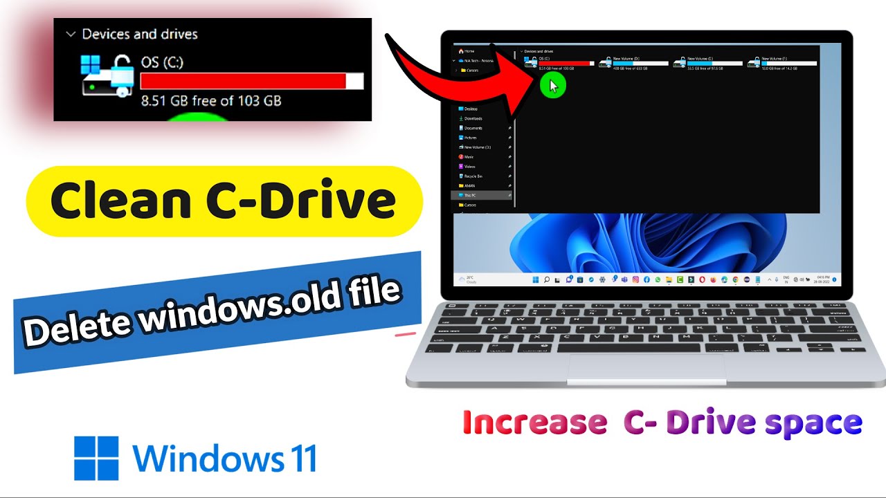 How to Clean C-Drive in Windows 11 | Delete windows. Old file in win 11 ...