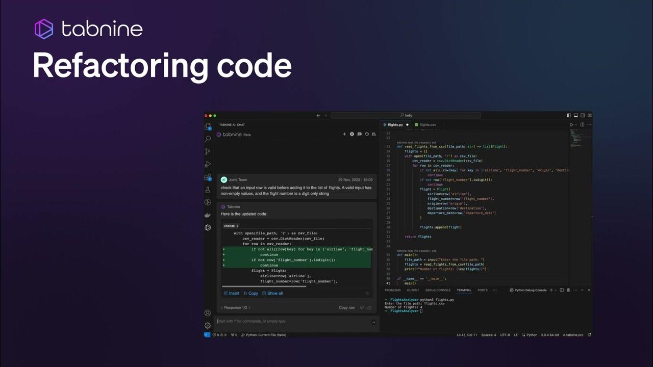 Tabnine In Action Refactoring Code Youtube