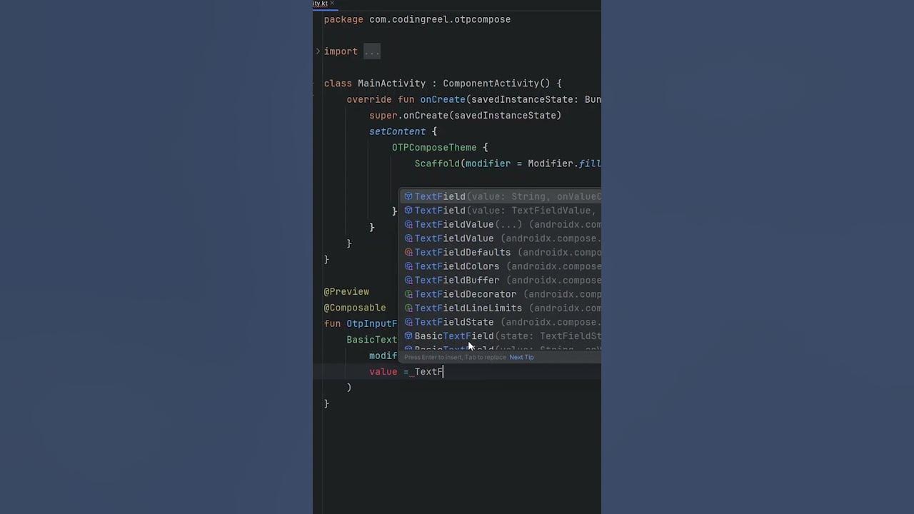 Jetpack Compose OTP Screen – Animated Cursor & Auto-Focus in One Input Field! - YouTube