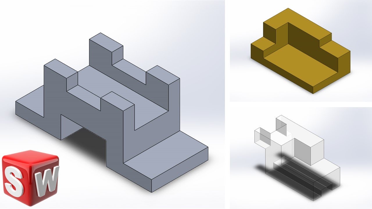 Introducción a SolidWorks - Piezas 2, 3 y 4 - YouTube