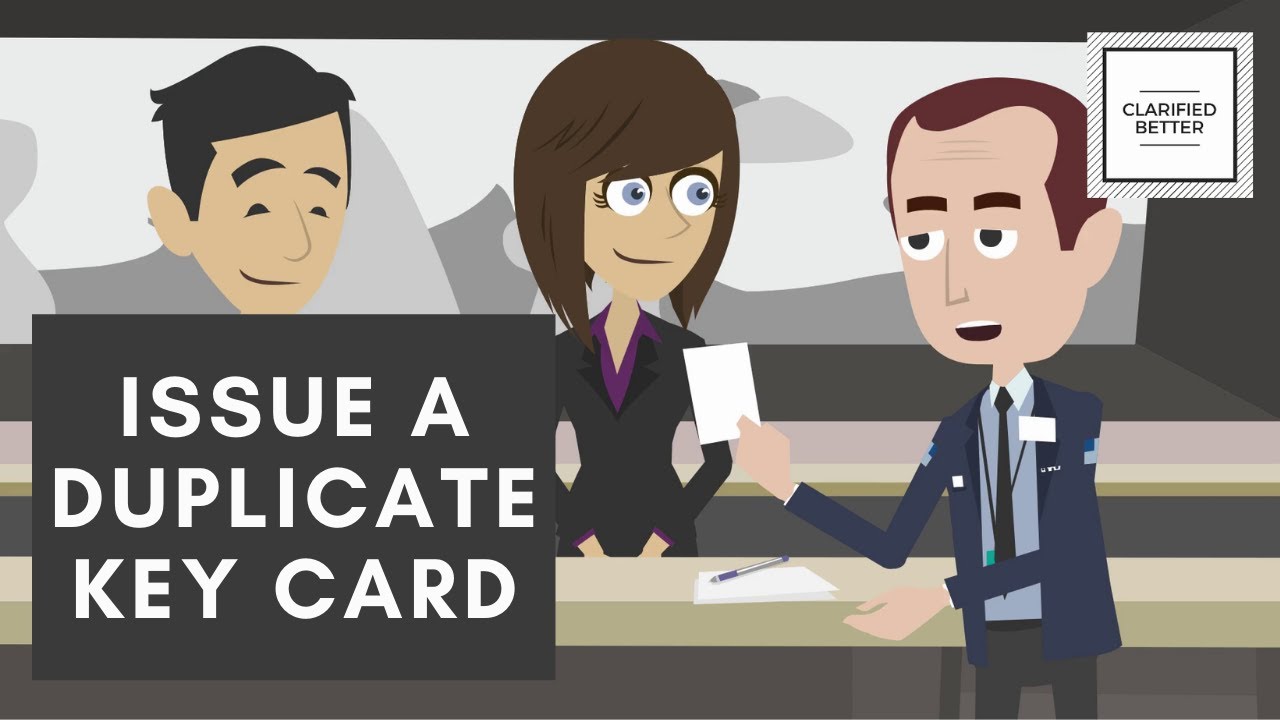 Issuing a duplicate key card | Security process and English dialogue ...