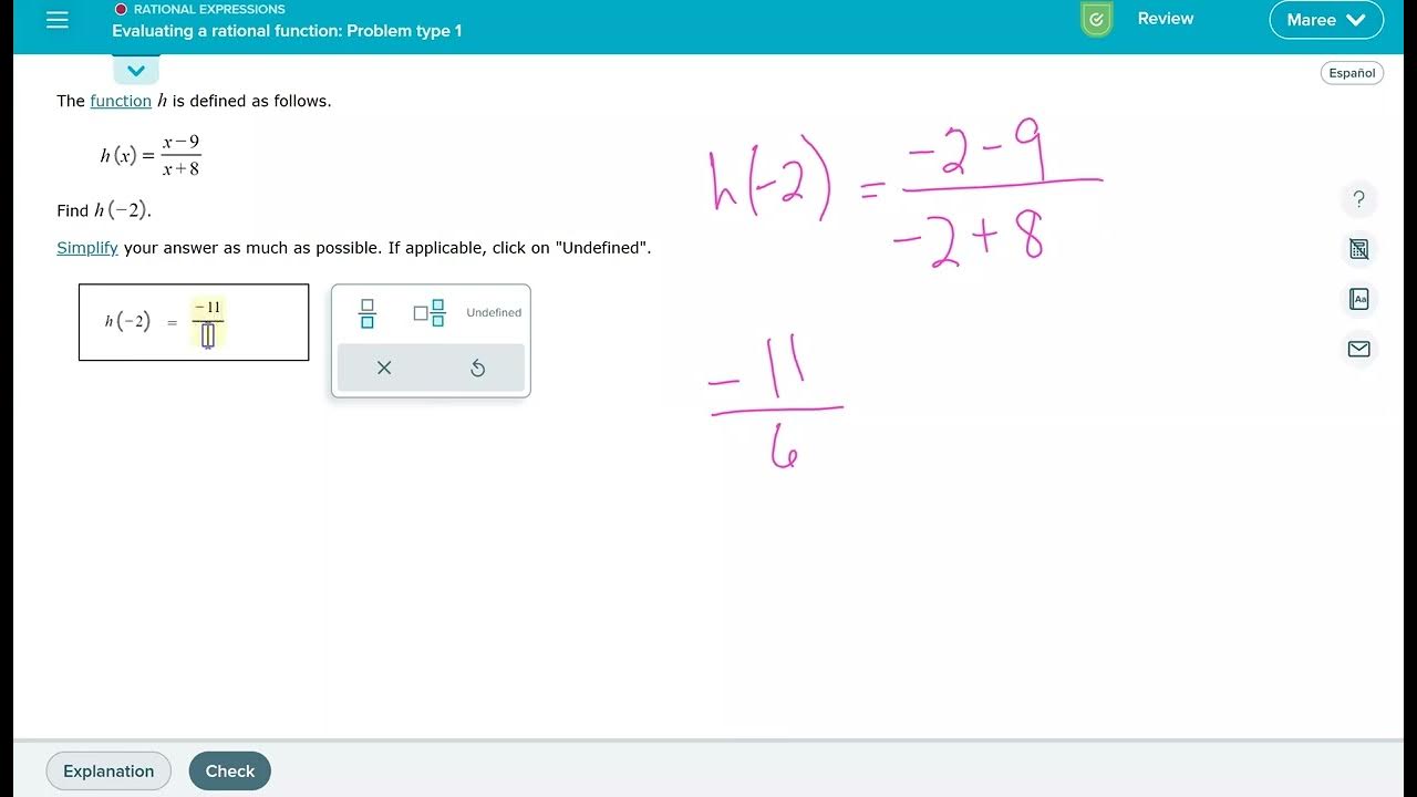 Evaluating a rational function: Problem type 1 - YouTube