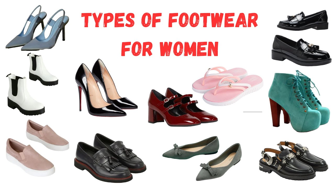 Learn English/ Shoes vocabulary/ Types of footwear for women/ Names of ...