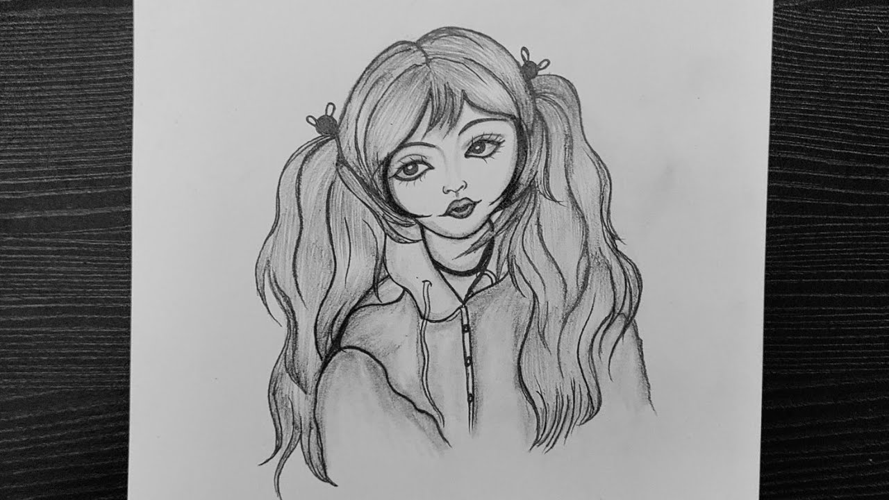 How To Draw A Girl With Long Hair // Girl Drawing Easy // Pencil ...
