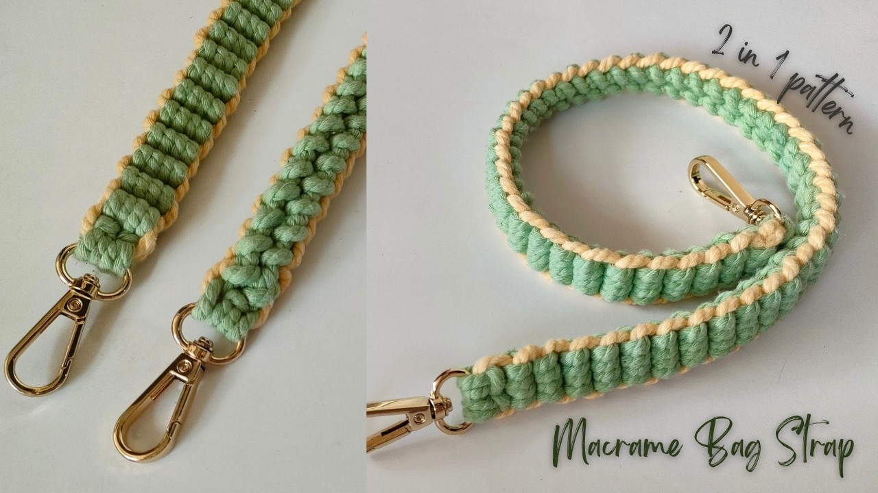 DIY Macrame Bag Strap 2 in 1 Pattern | Macrame Shoulder Bag Strap ...