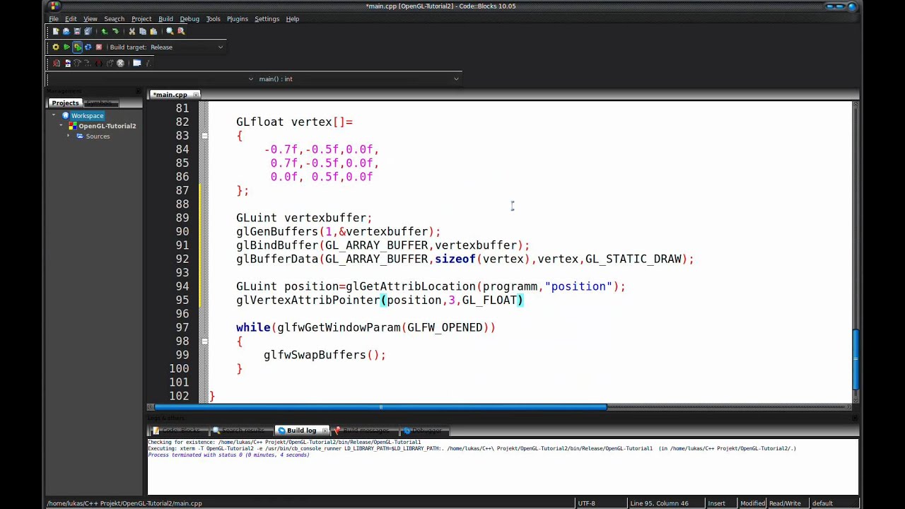 OpenGL 3.3 Tutorial: Das erste Dreieck (3/3) - YouTube