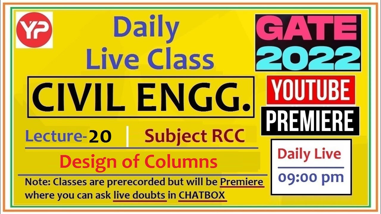 L-20 RCC LIVE | GATE CIVIL 2022-23 | Design of Columns | GATE RCC Free ...