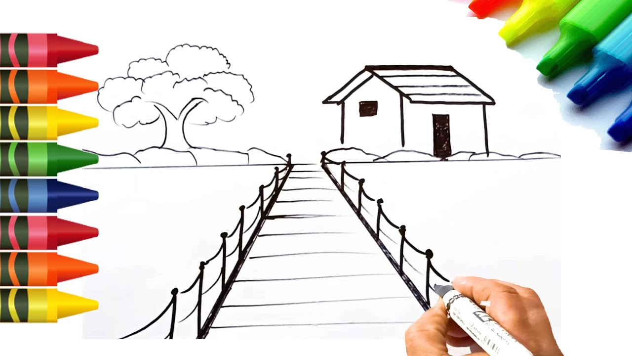 How To Draw Simple Easy Scenery | Drawing Tutorial | Kailash Prajapati ...