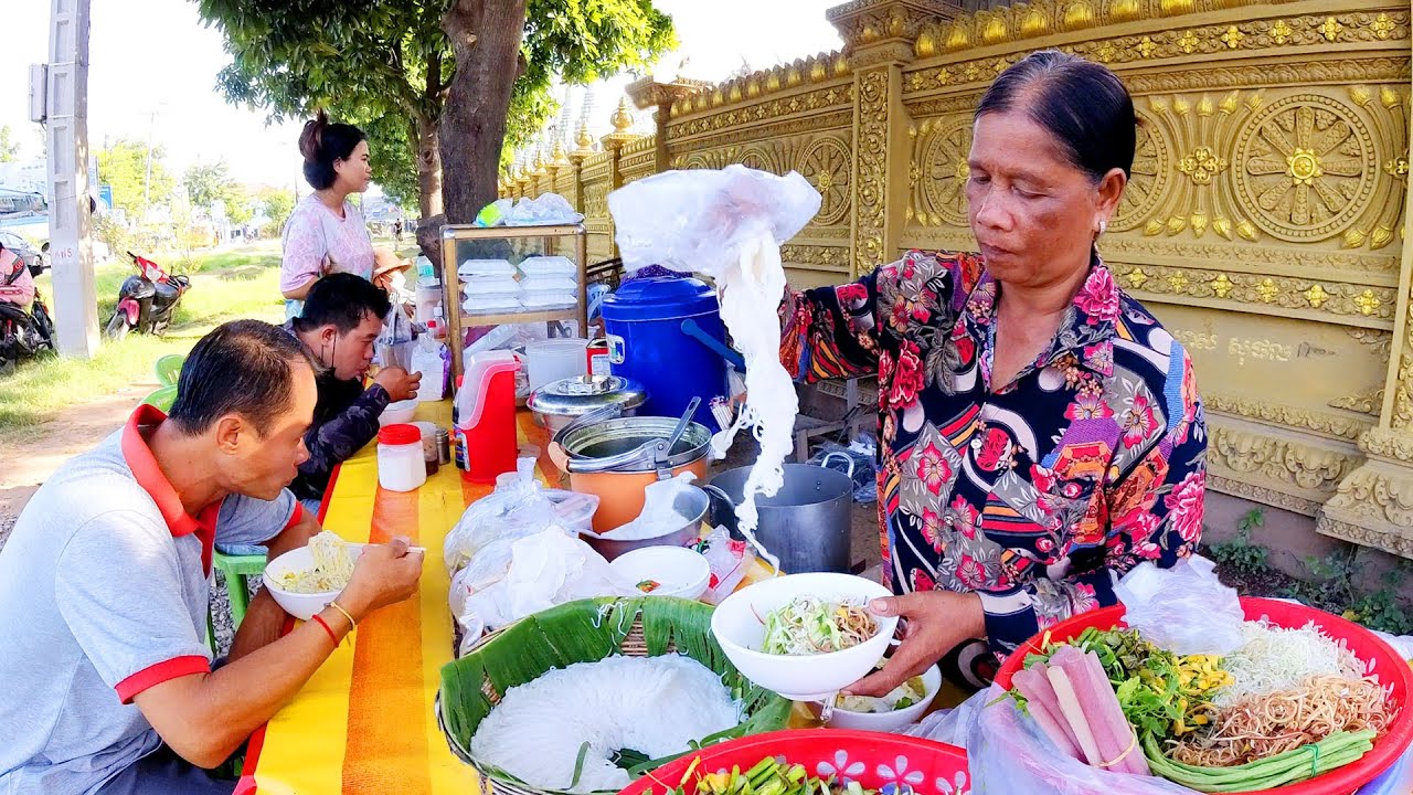 Most Popular $1 Num Banh Chok, Rice Noodles in Kandal Province ...