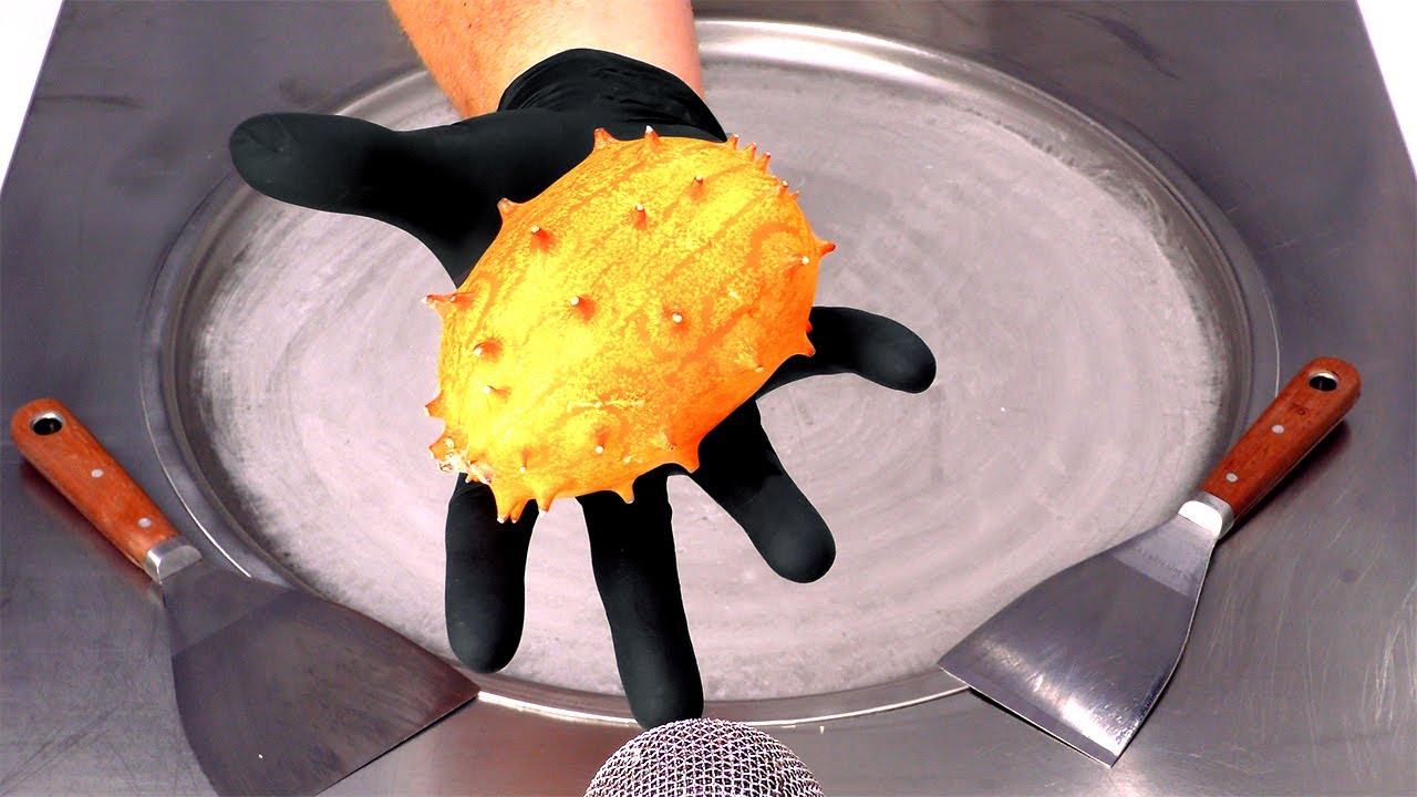 Spiked Melon ASMR | how to make a horned Jelly Melon to Ice Cream Rolls ...