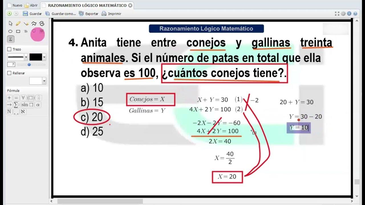 Anita tiene entre conejos y gallinas treinta animales | RAZONAMIENTO LOGICO MATEMATICO ...