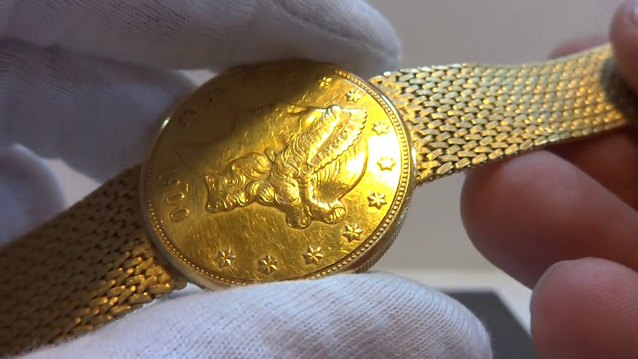 Vintage Omega solid gold, $20 gold coin secret watch, circa 1964 - YouTube