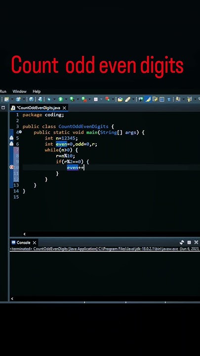 How To Count Odd Even Digits Coding Javacode Javaclass Arrays Java Coder Code Variables