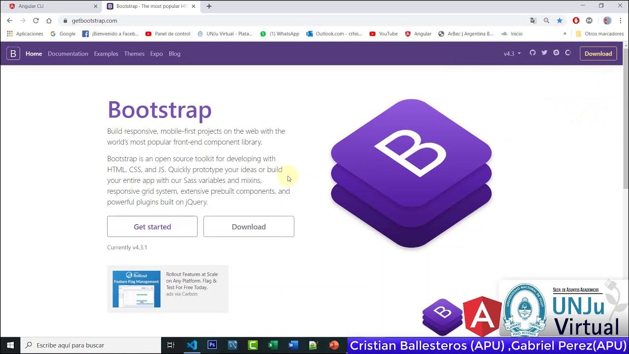 como descargar e instalar bootstrap en mi Proyecto angular UNJU VIRTUAL PARTE 1/2 - YouTube