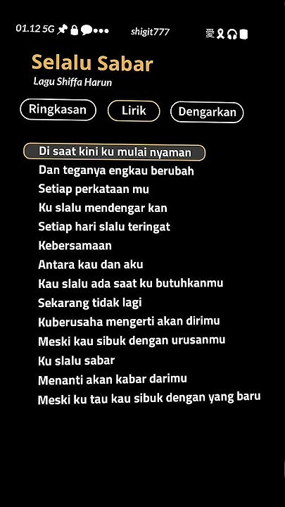 Lirik lagu selalu sabar - YouTube