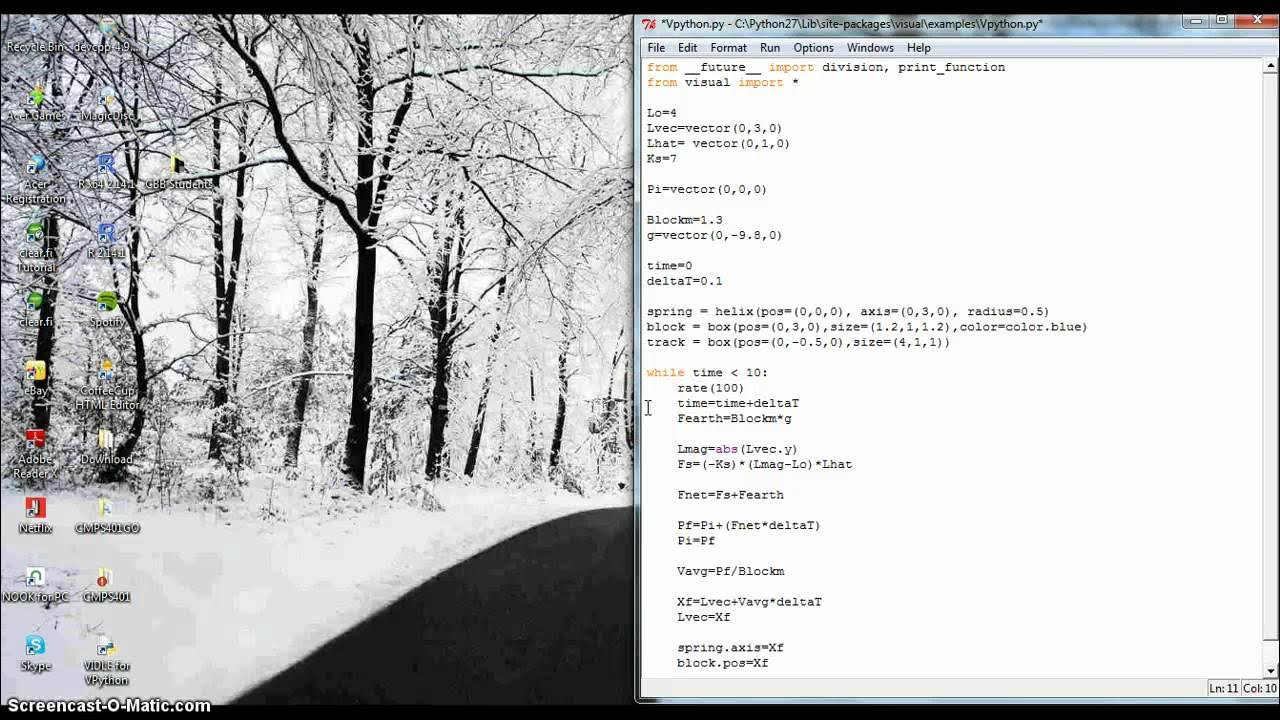 Vpython Spring & Block - YouTube