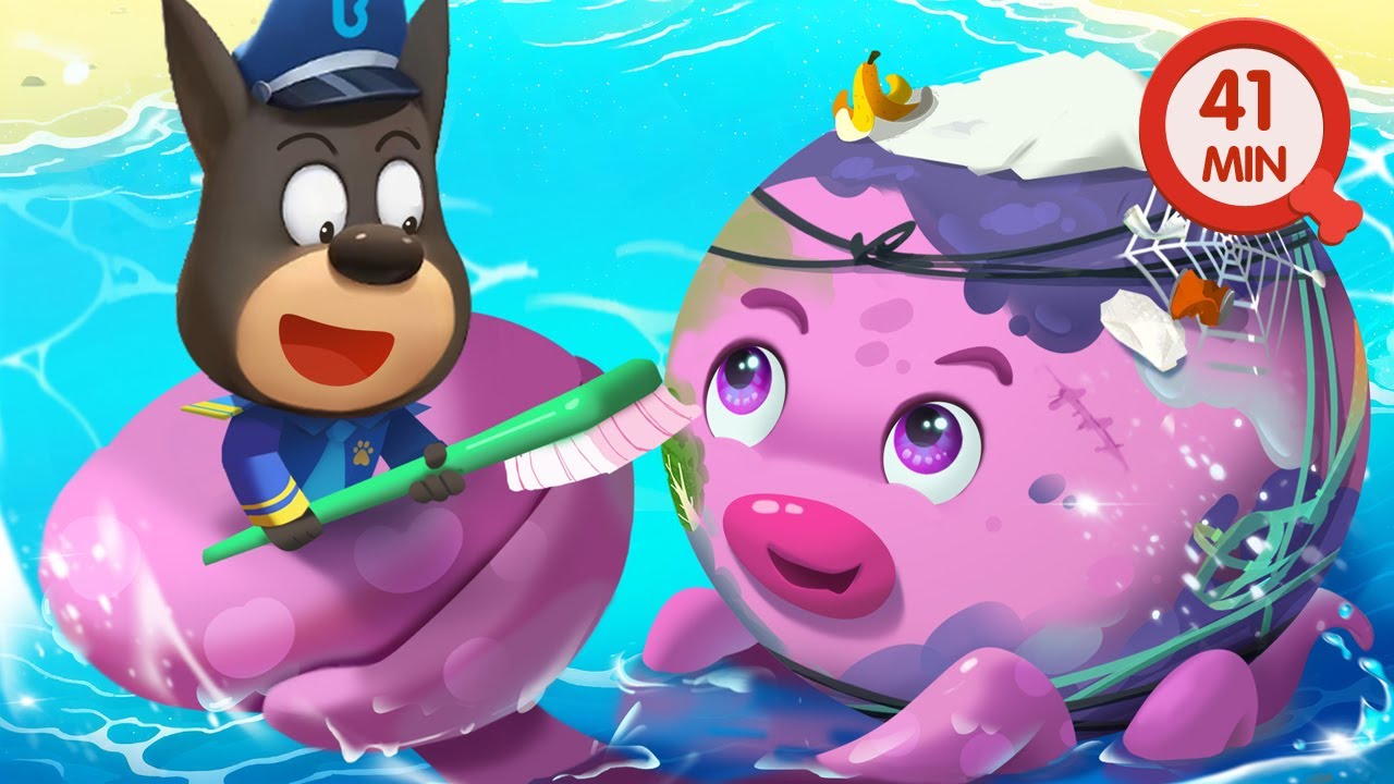 Police Officer Helps the Giant Octopus | Save the Earth | Kids Cartoon ...