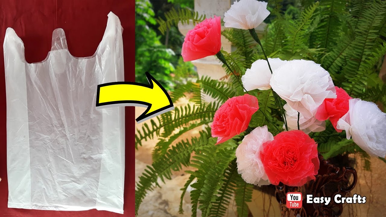 How To Make Flower From Polythene Bag Reuse Idea With Carry Bags how-to-make-flower-from-polythene-bag-reuse-idea-with-carry-bags