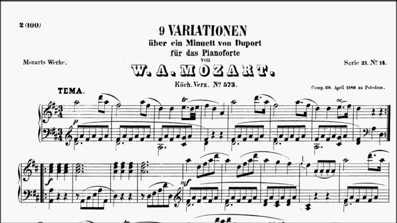 ABRSM DipABRSM Piano Repertoire No.69 Mozart 9 Variations on a Minuet ...