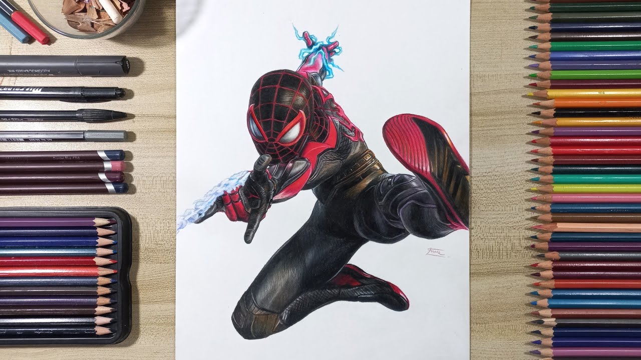 Drawing Marvel's Spider-Man 2 (Miles Morales) | Fame Art - YouTube