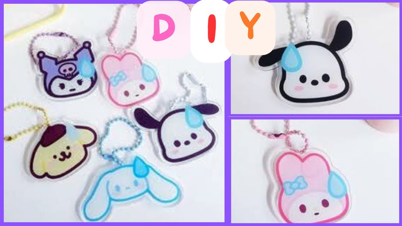 🌈DIY cute sanrio keychain/ How to make homemade keychain/School hacks ...