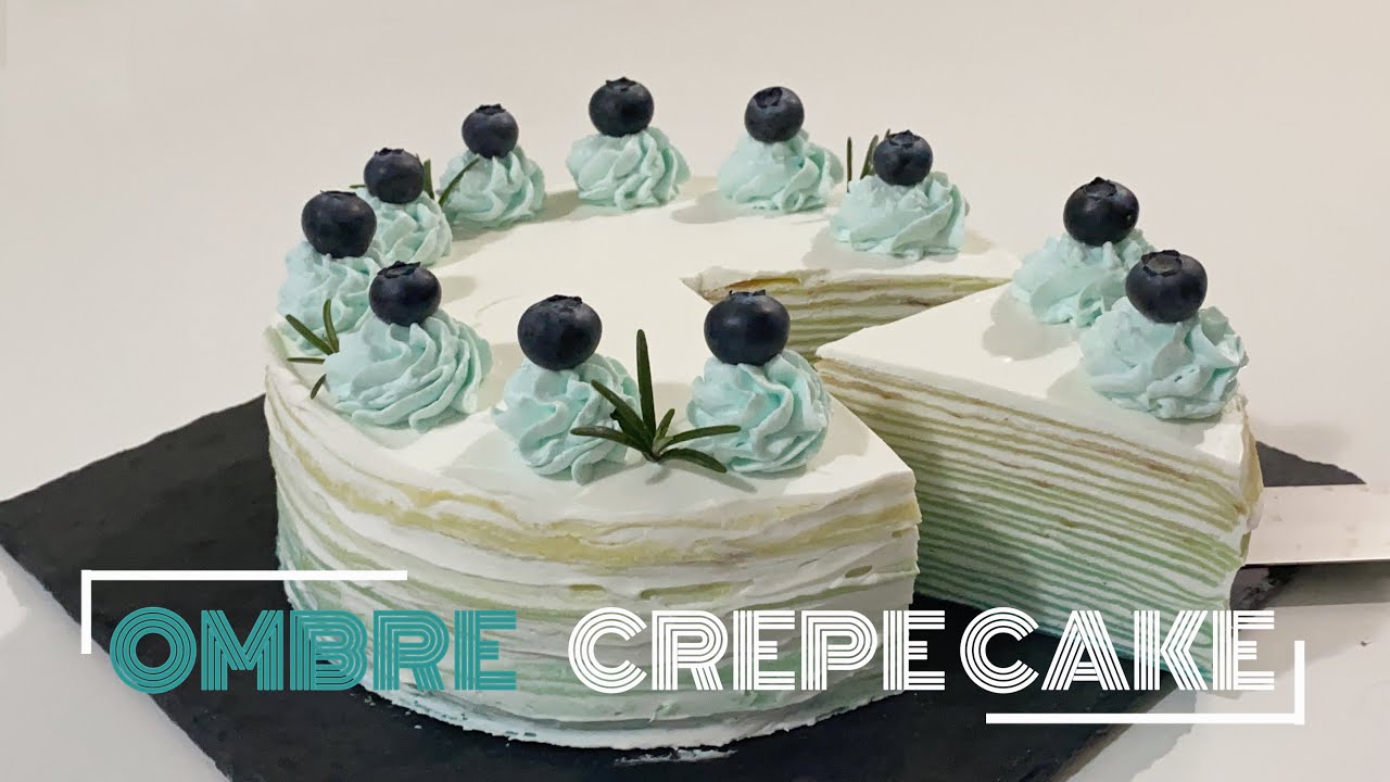 Blue Ombré Crepe Cake Recipe |ASMR| Trying House #crepe cake #blueombre ...