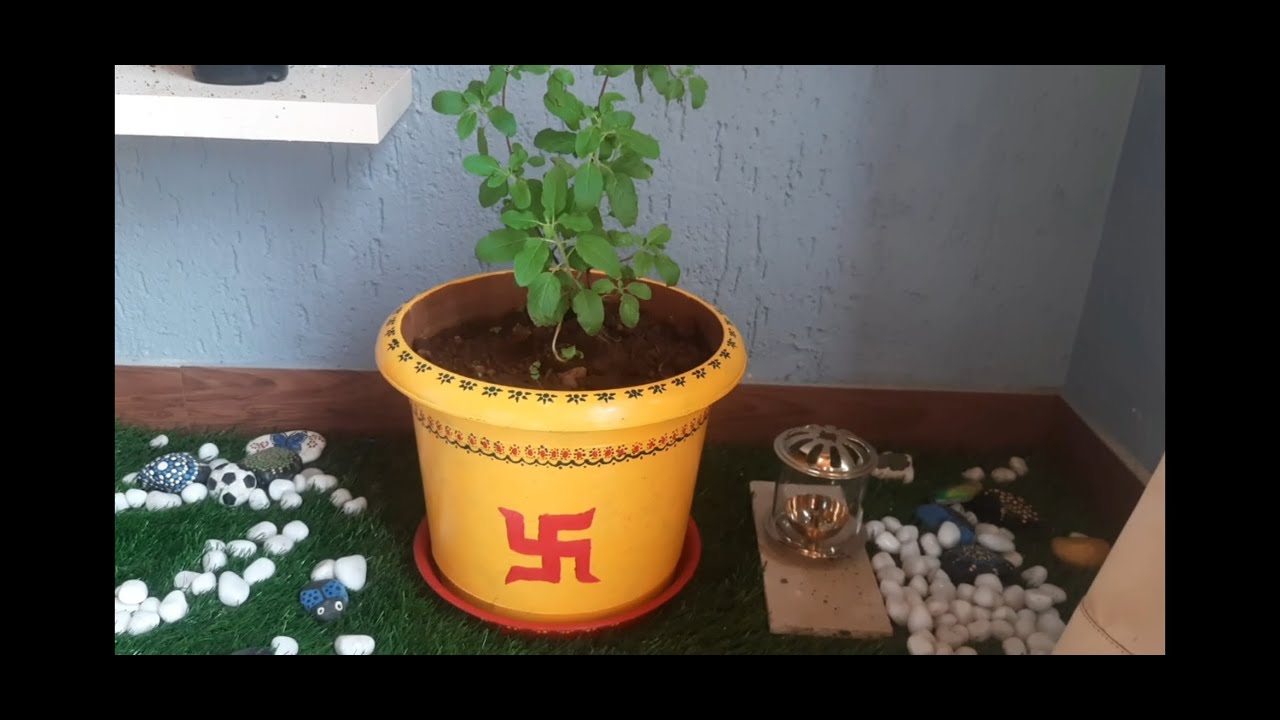 how to decorate tulsi pot | DIY tulsi pot | diy tulsi planter - YouTube