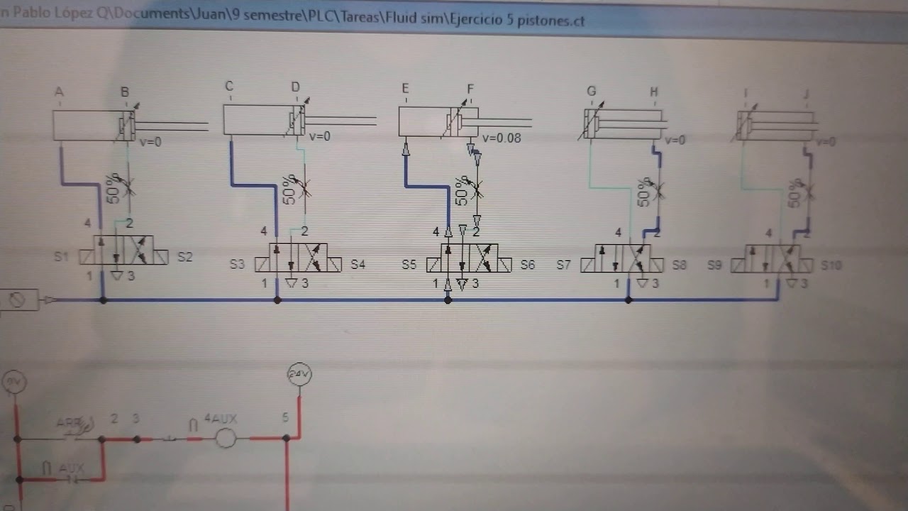 Tarea#2 5 pistones FluidSim - YouTube