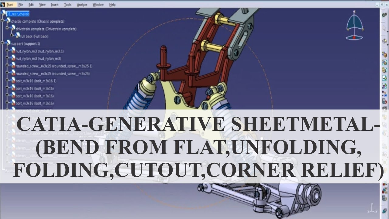 Catia - Generative Sheet metal - (Bend from Flat, Unfolding, Folding, Cut-out, Corner Relief ...
