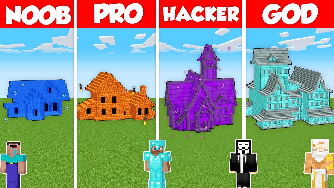 ELEMENTAL BASE HOUSE BUILD CHALLENGE - Minecraft Battle: NOOB vs PRO vs ...