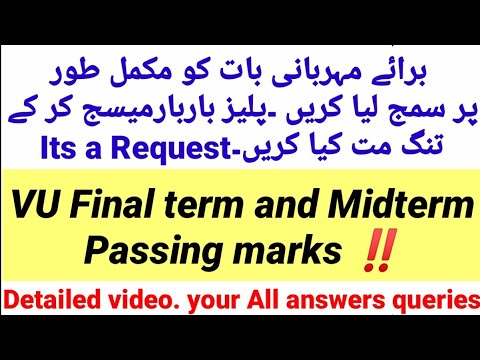 Detailed video of passing marks in VU Final term & Midterm exams spring ...