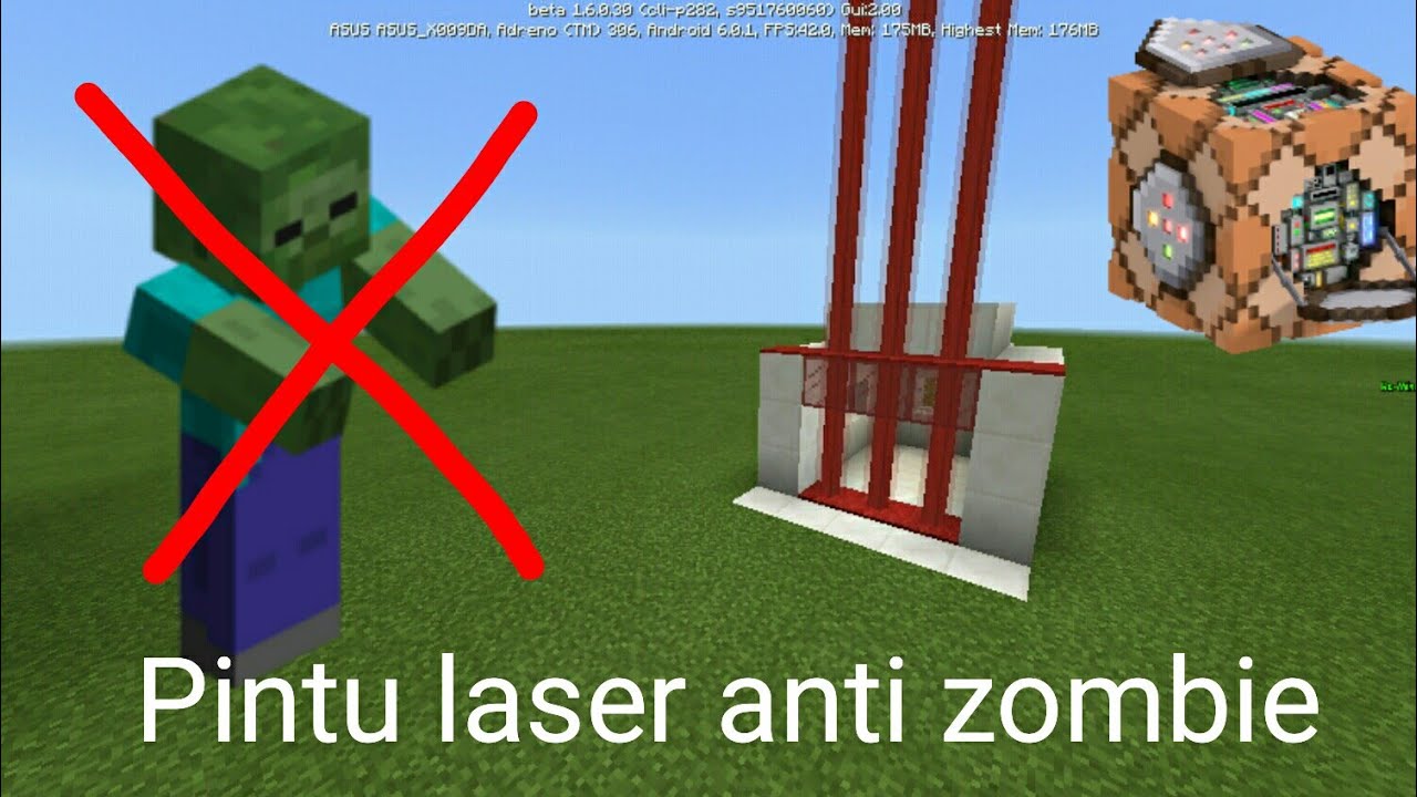 Pintu laser anti zombie, minecraft command block tutorial. - YouTube