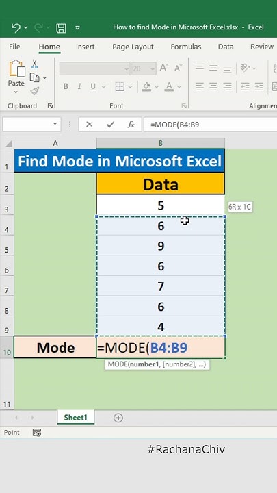 How to find Mode Use MODE Formula in Excel #excel #statistics #shorts ...